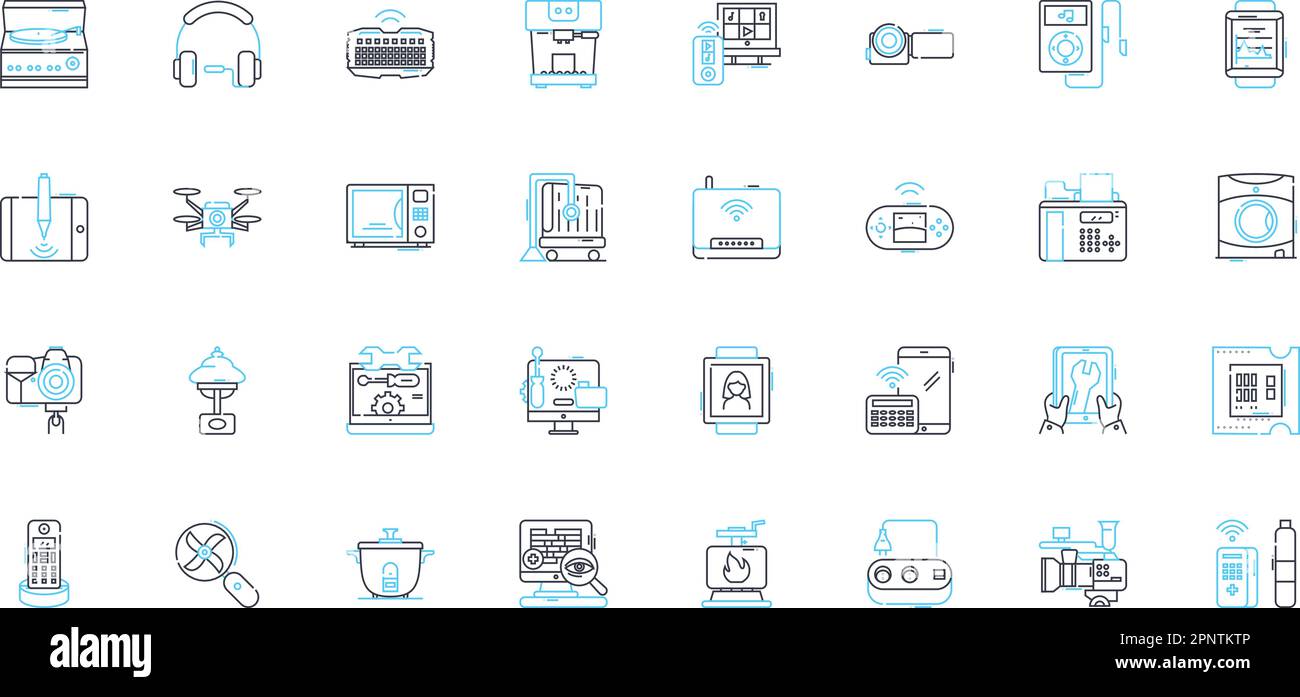 Online homes linear icons set. Virtual, Connected, Remote, Homebound ...