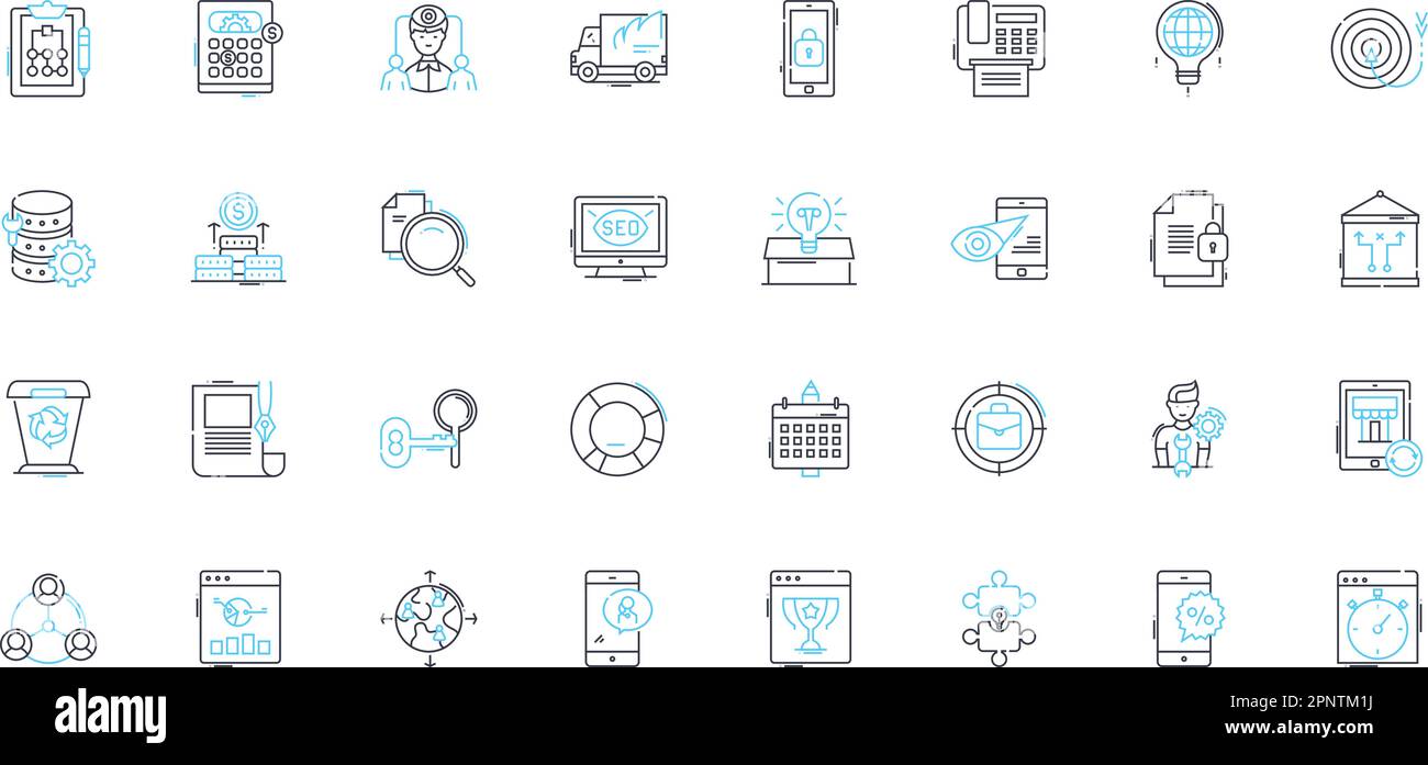 Preparation linear icons set. Organize, Plan, Arrange, Assemble, Sort, Schedule, Draft line ...
