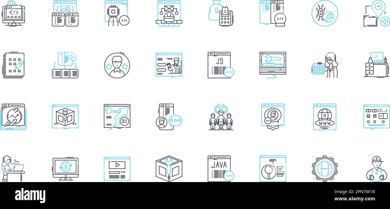 Workstation computer linear icons set. Processor, Graphics, Performance ... Workstation computer linear icons set. Processor, Graphics, Performance ...