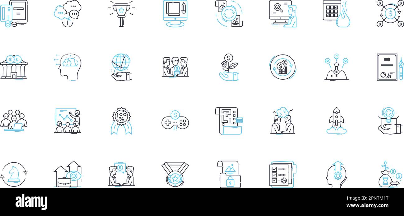 Work Environment Linear Icons Set Productivity Collaboration
