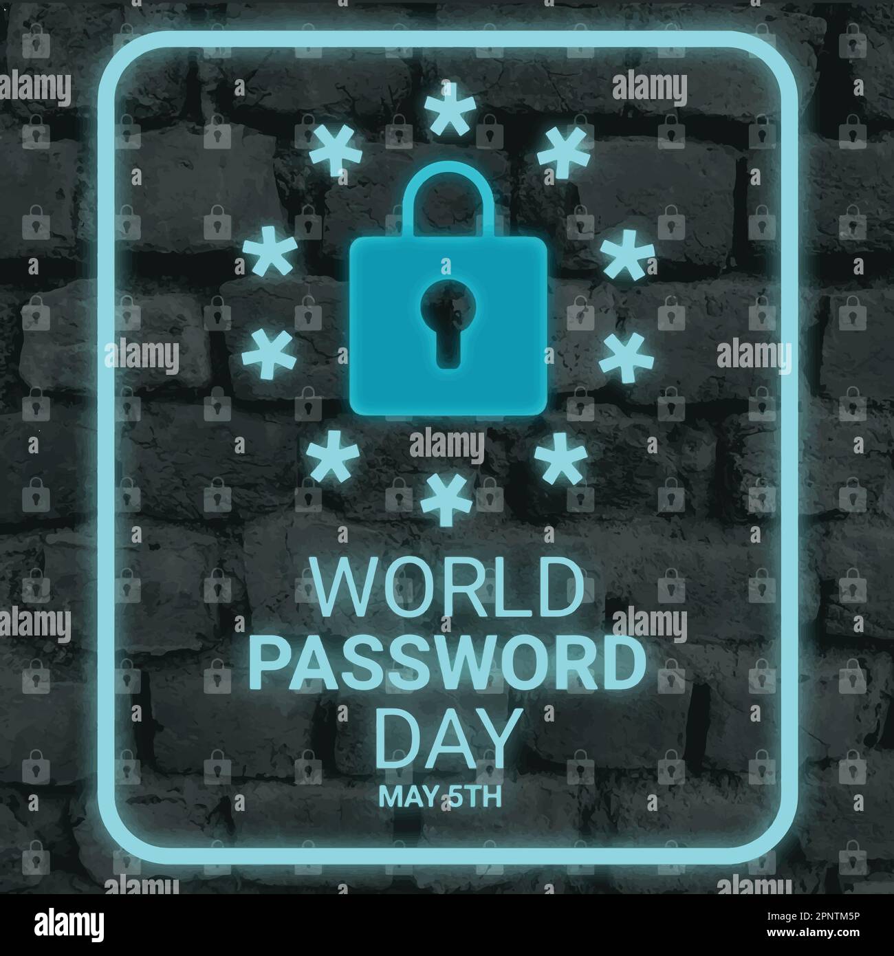 World Password Day. a lock on a brick wall. Suitable for greeting card ...