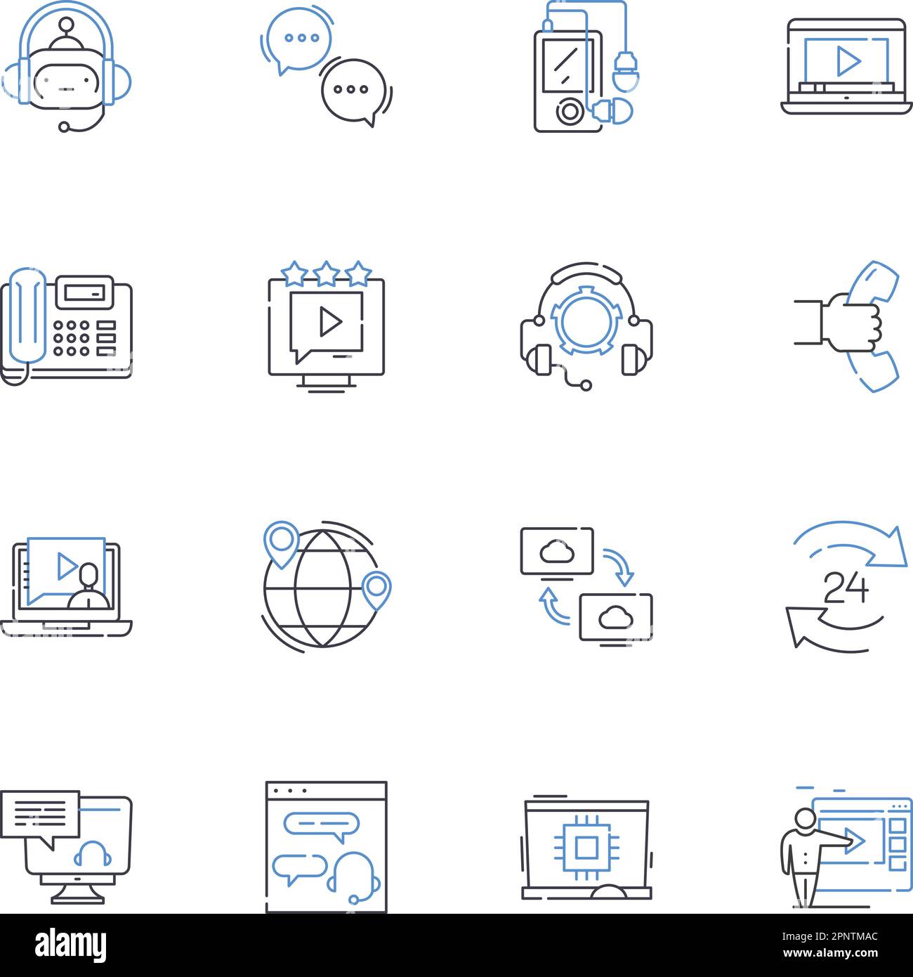 Satellite communication line icons collection. Orbital, Transponder ...