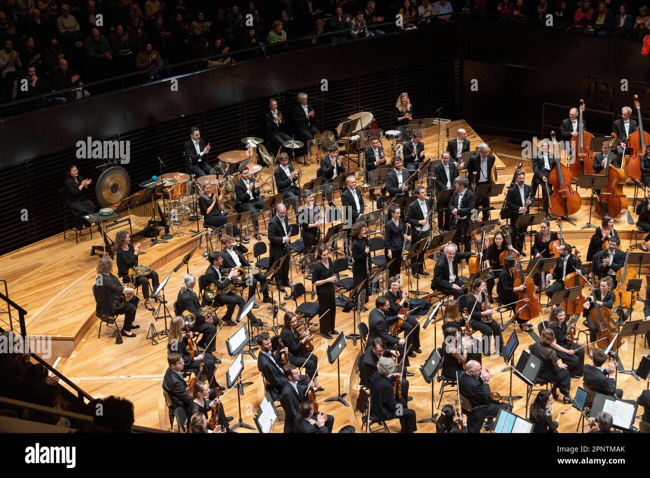 wind section standing for applause, classical concert, Philharmonie de ...