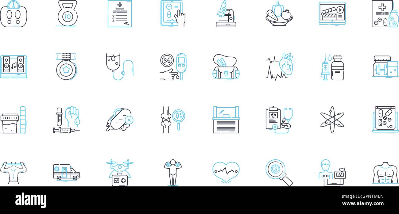 Patient care linear icons set. Compassion, Empathy, Respect, Quality ...
