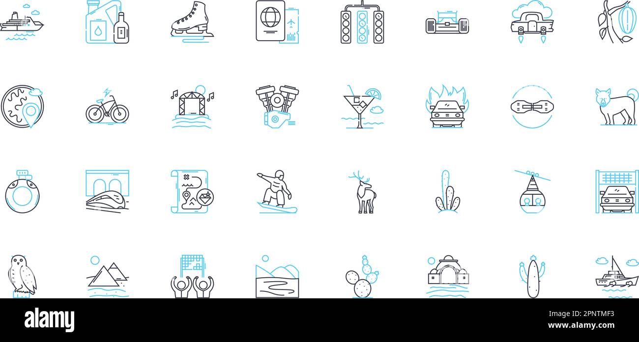 Sustainable tourism linear icons set. Ecotourism, Green tourism ...