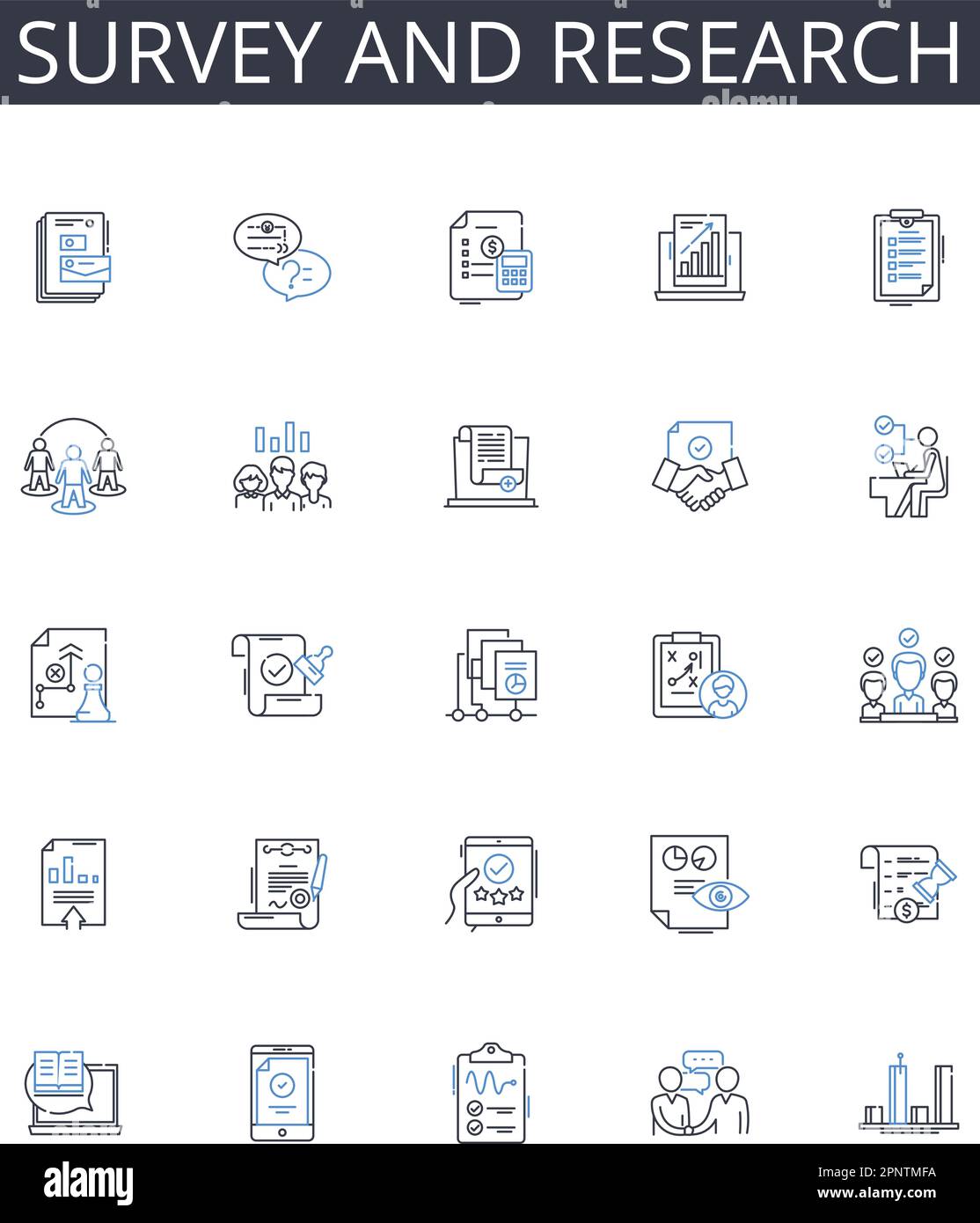Survey and research line icons collection. E-commerce, Digital, Online ...