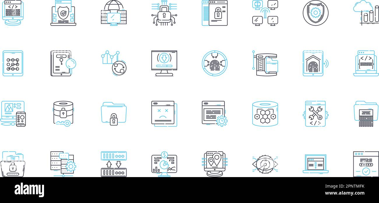 Mobile Privacy Linear Icons Set Encryption Cybersecurity