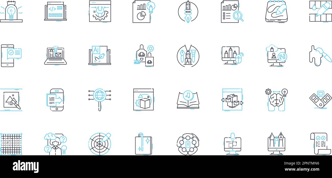 Social Experience Linear Icons Set Connection Interaction Engagement
