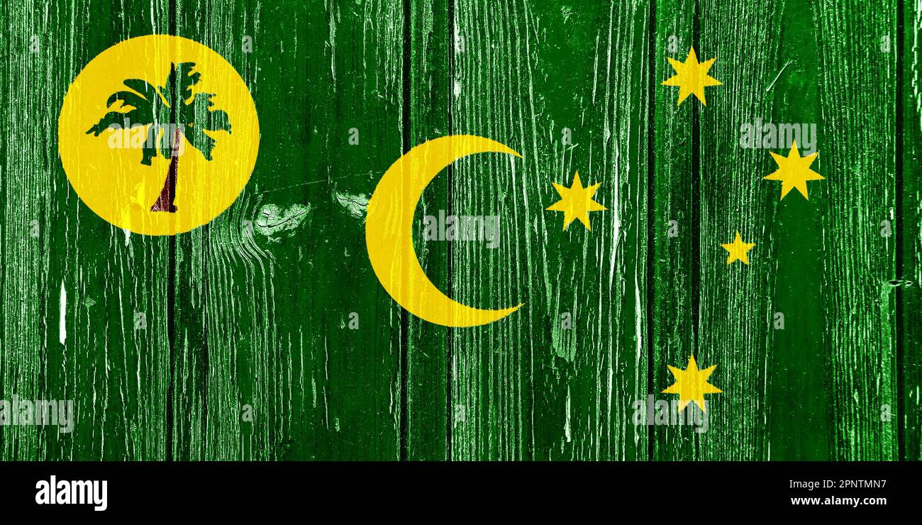 Flag of Cocos Keeling Islands on a textured background. Concept collage ...
