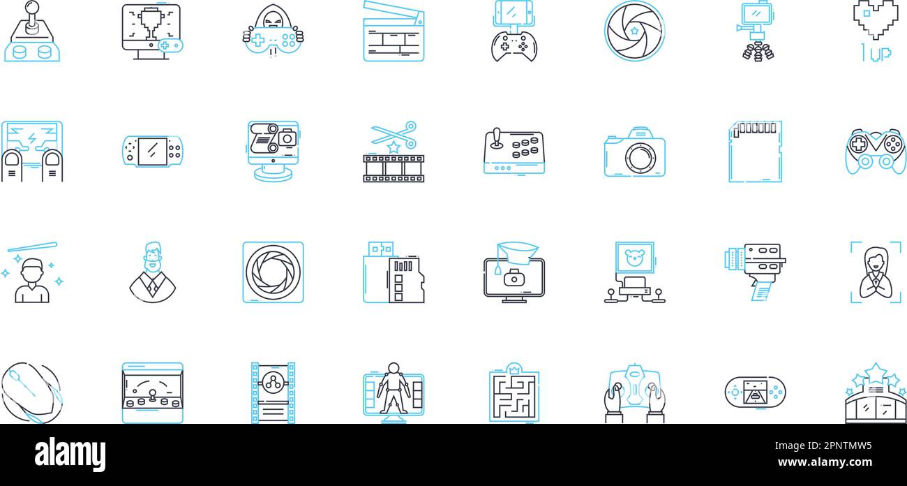 Video production linear icons set. Cinematography, Editing, Lighting ...