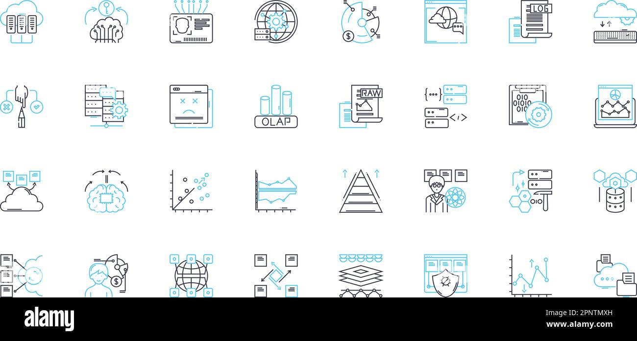 Social communication linear icons set. Conversations, Nerking, Engagement, Sharing ...