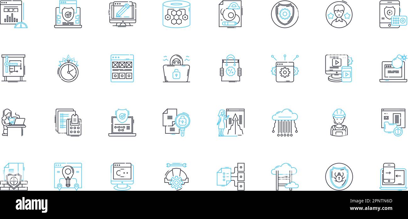 Online Defense linear icons set. Firewall, Encryption, Vulnerabilities ... Online Defense linear icons set. Firewall, Encryption, Vulnerabilities ...