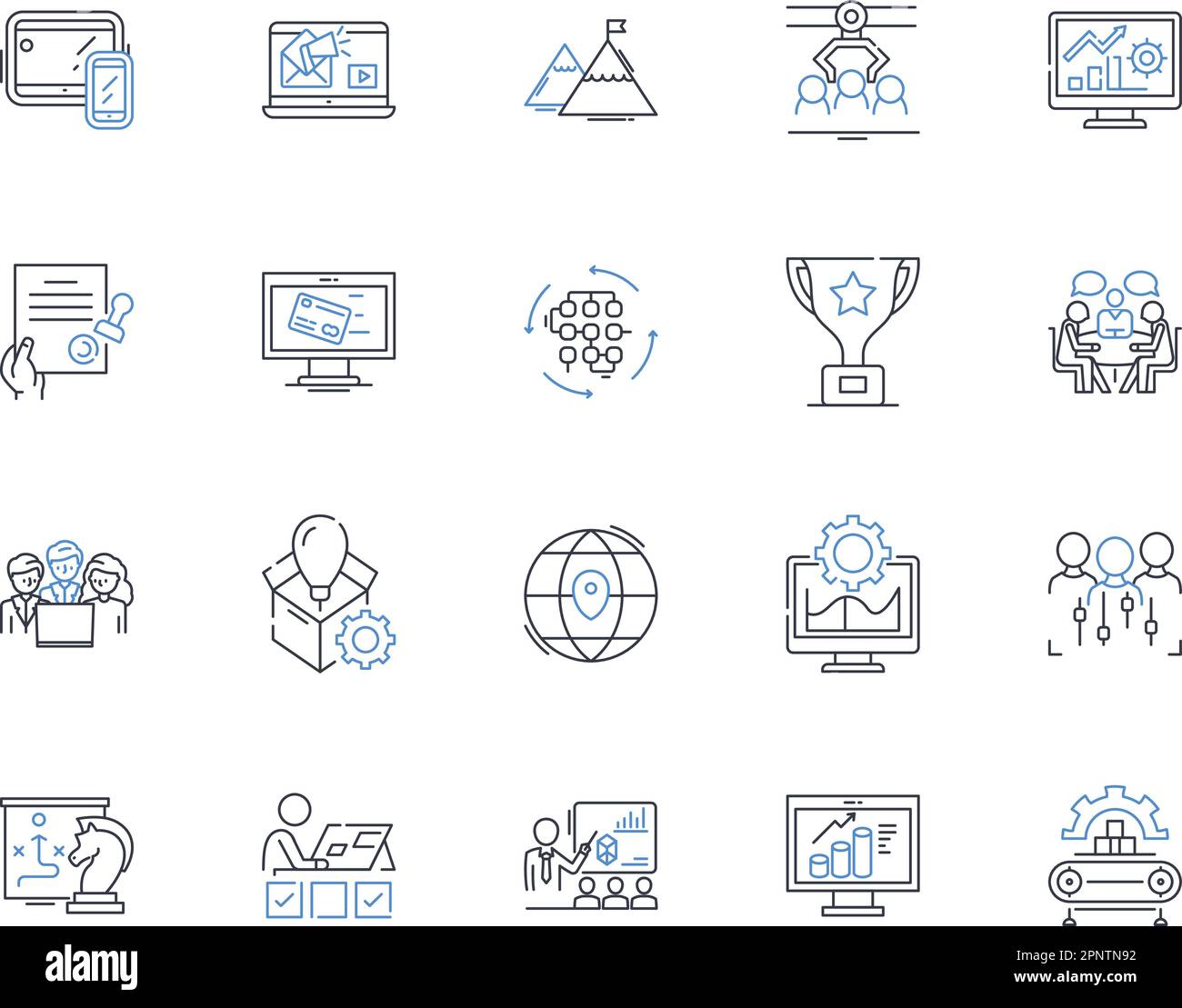 Human Office Line Icons Collection Collaboration Communication Flexibility Efficiency