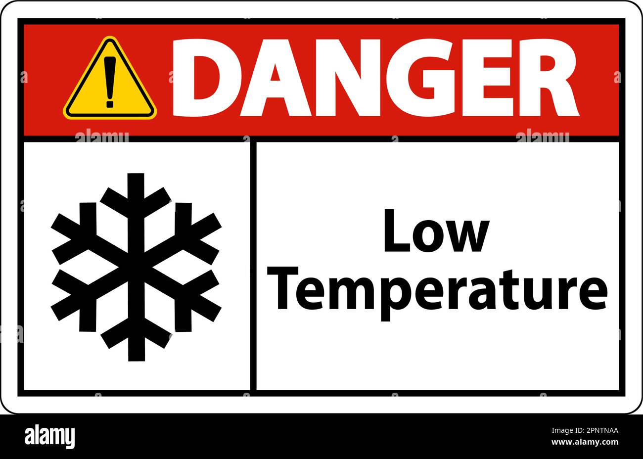 Danger Low temperature symbol and text safety sign Stock Vector Image ...