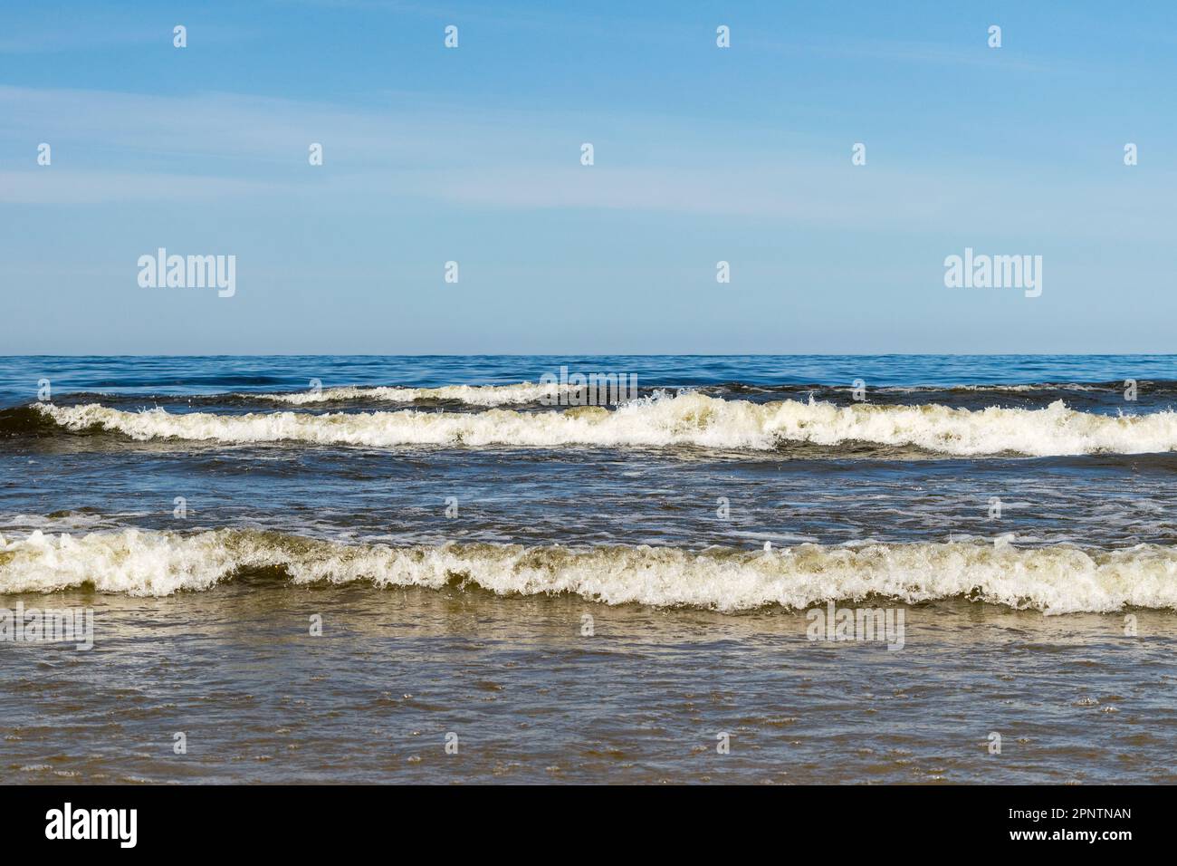View of the sandy beach of the Baltic Sea on a windy day Stock Photo ...
