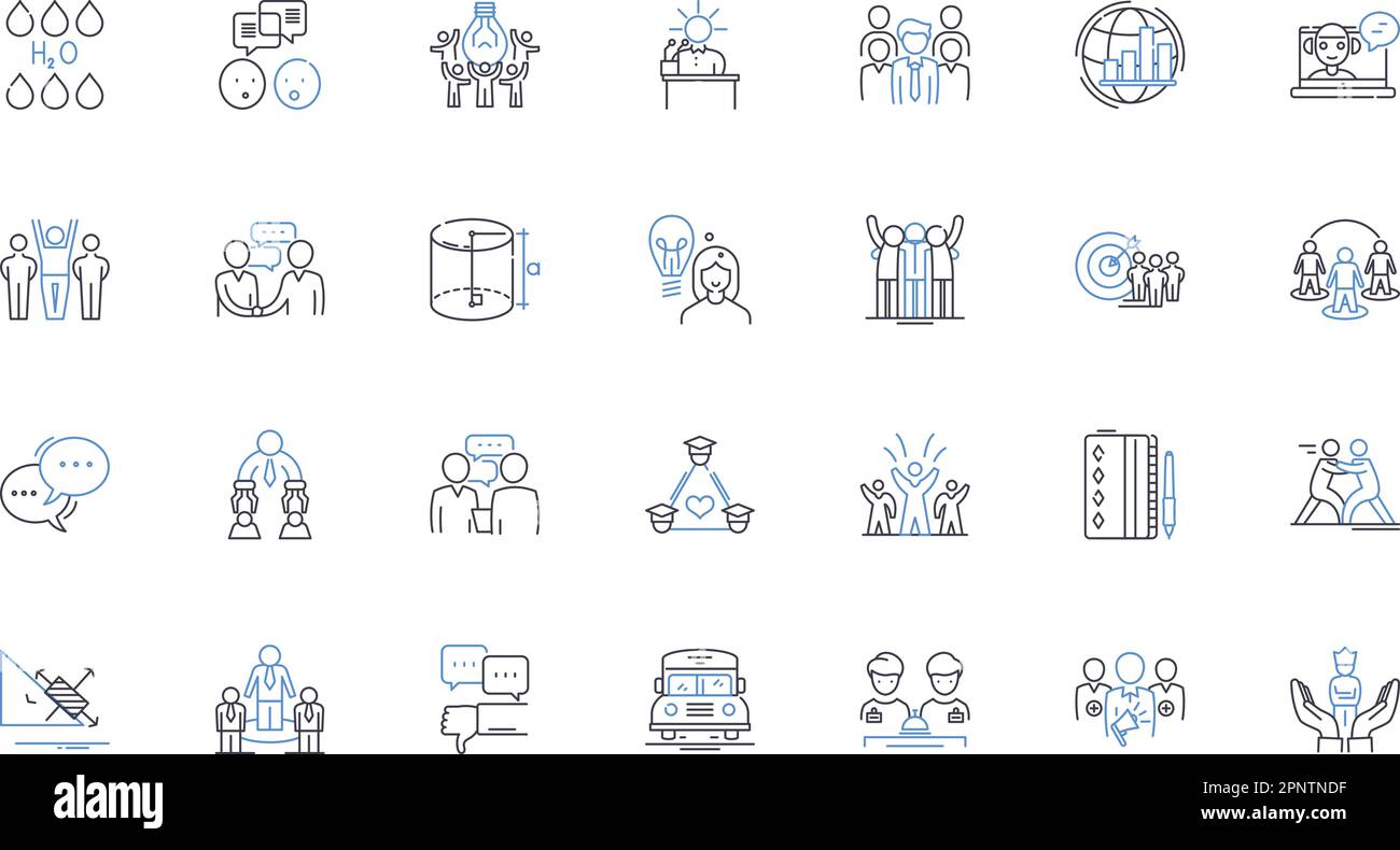 Curriculum Line Icons Collection Syllabus Instruction Learning Education Program