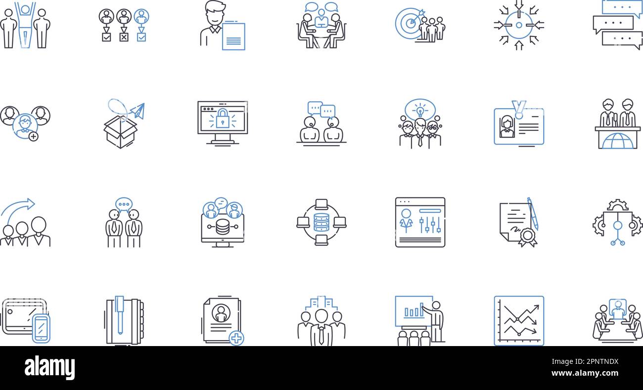 Office briefing line icons collection. Meeting, Briefing, Agenda, Notes ...