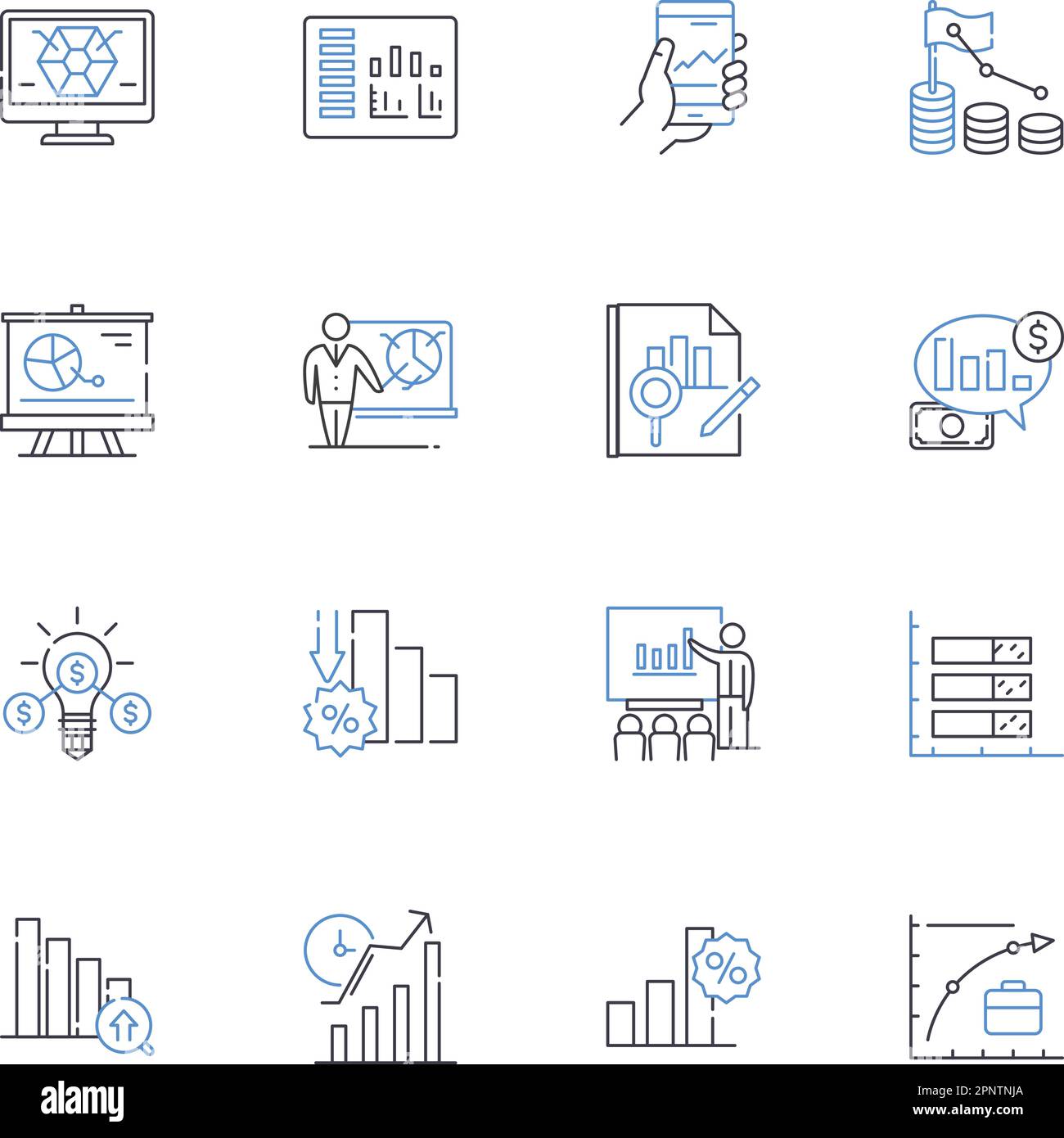 Time Series Analysis line icons collection. Trend, Forecasting ...