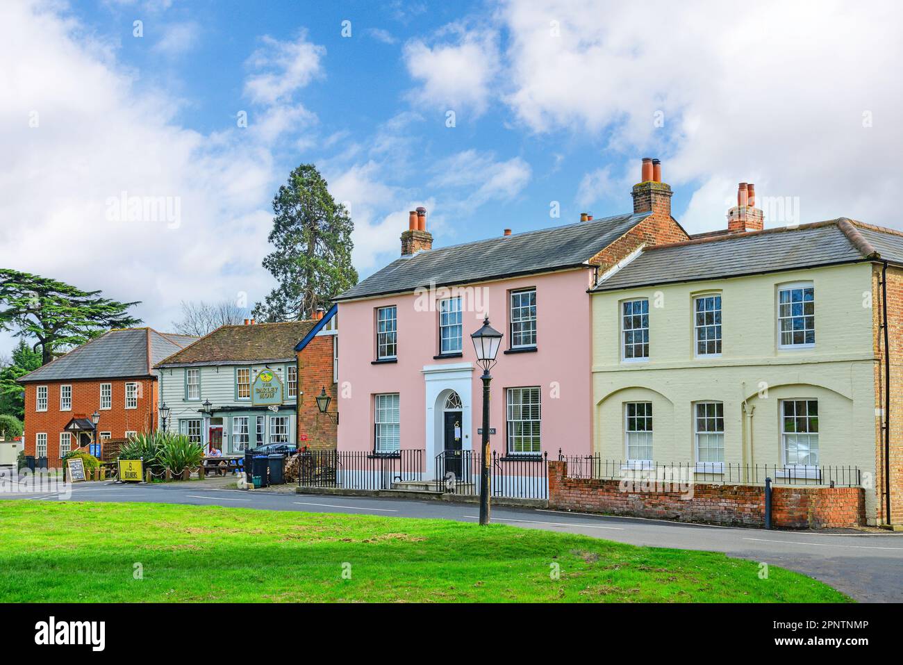 Period houses on The Green, Englefield Green, Surrey, England, United ...