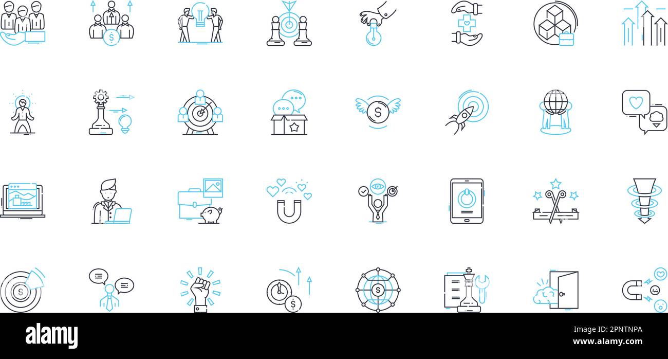 Overseas transactions linear icons set. Currency, Remittance, Export ...