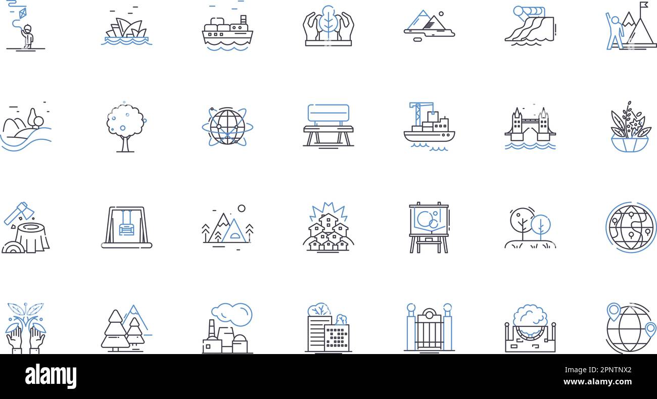 Country retreat line icons collection. Serenity, Nature, Relaxation ...