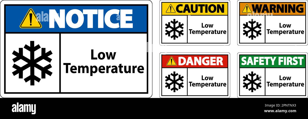 Caution Low temperature symbol and text safety sign Stock Vector Image ...