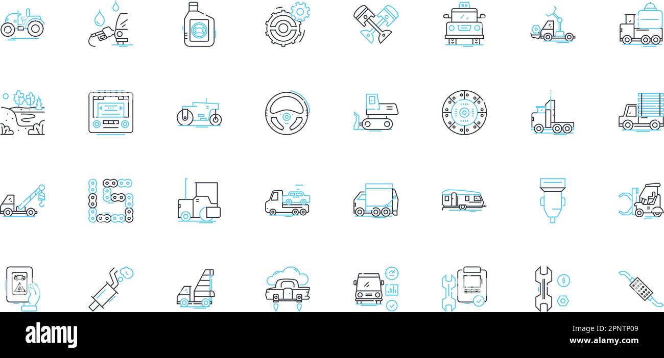 Vehicle exhibition linear icons set. ClassicCars, Exotic, Motorcycles ...