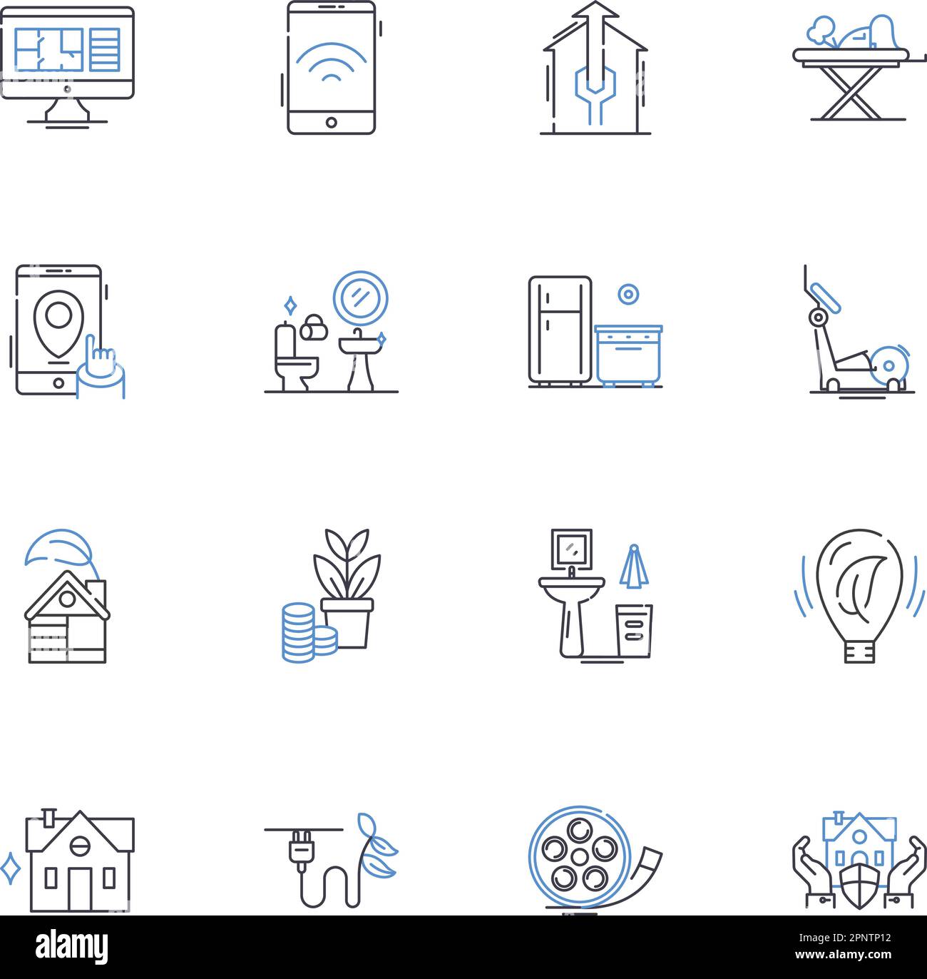 Hi-tech mansion line icons collection. Modern, Futuristic, Automated, Innovative, Smart, Tech ...
