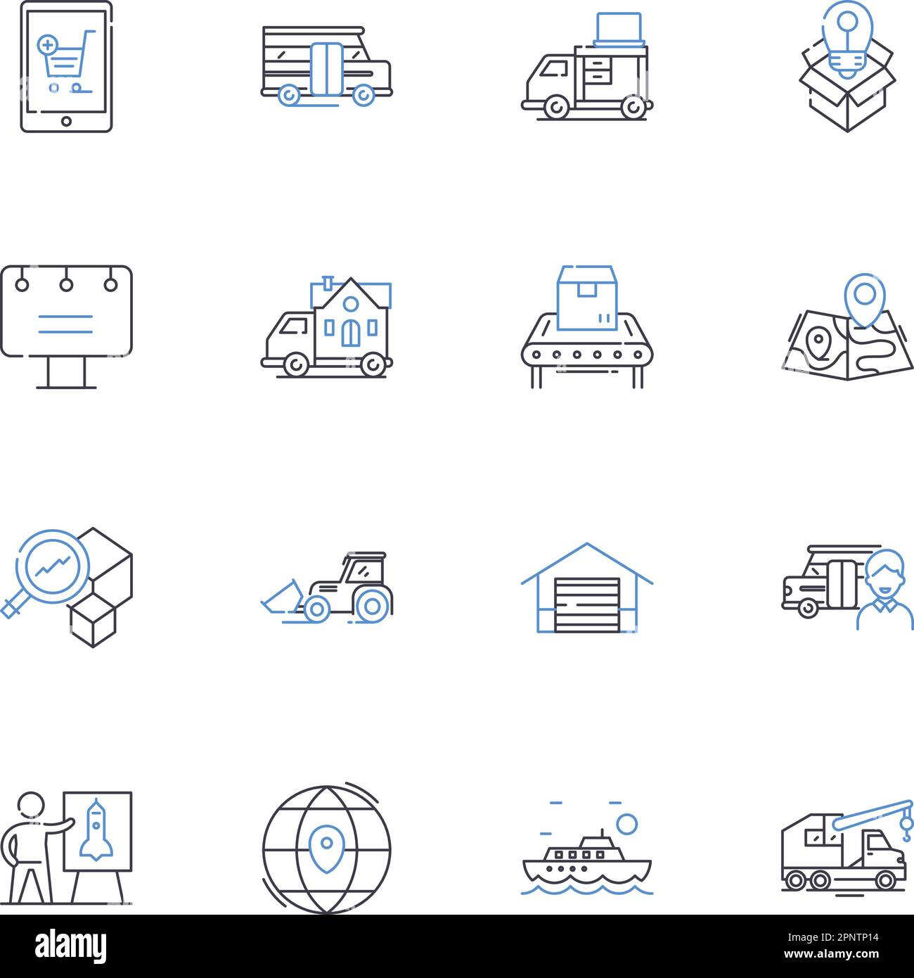 Production Process Line Icons Collection Assembly Fabrication Machining Manufacturing