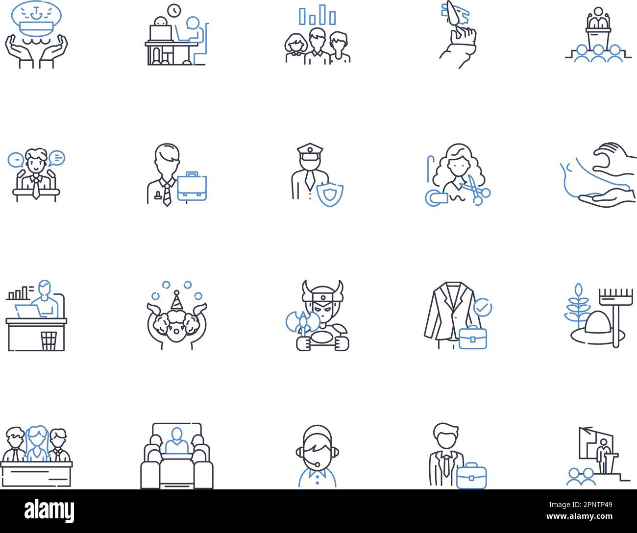 Business roles line icons collection. Managerial, Operational ...
