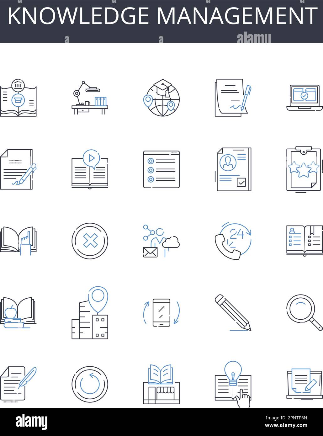 Knowledge management line icons collection. Talent recruitment, Data ... Knowledge management line icons collection. Talent recruitment, Data ...