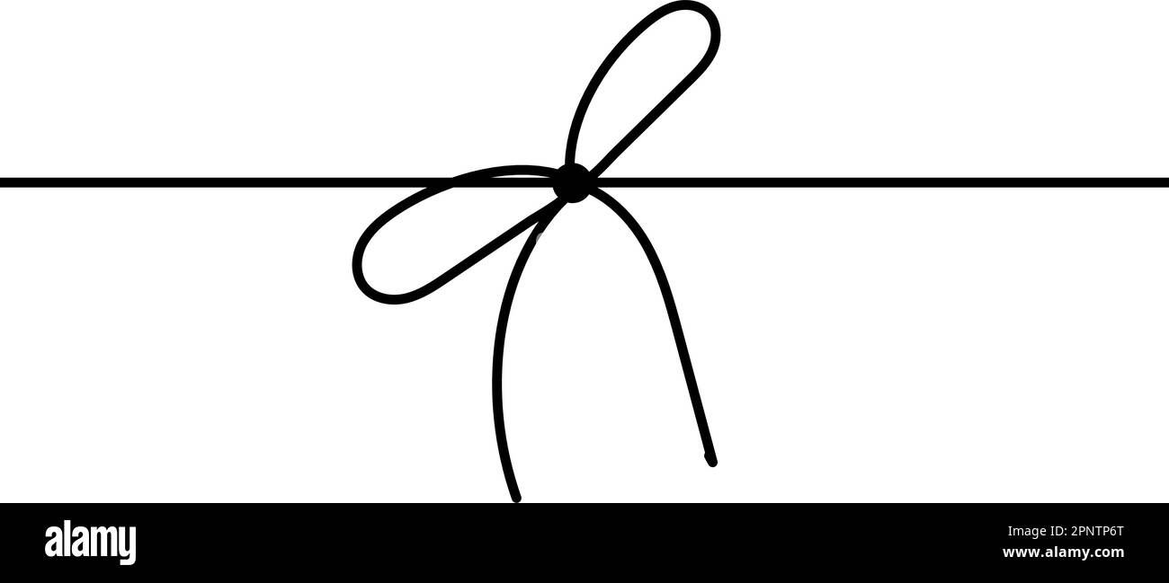 Bow on gift ribbon string vector silhouette icon Stock Vector Image ...
