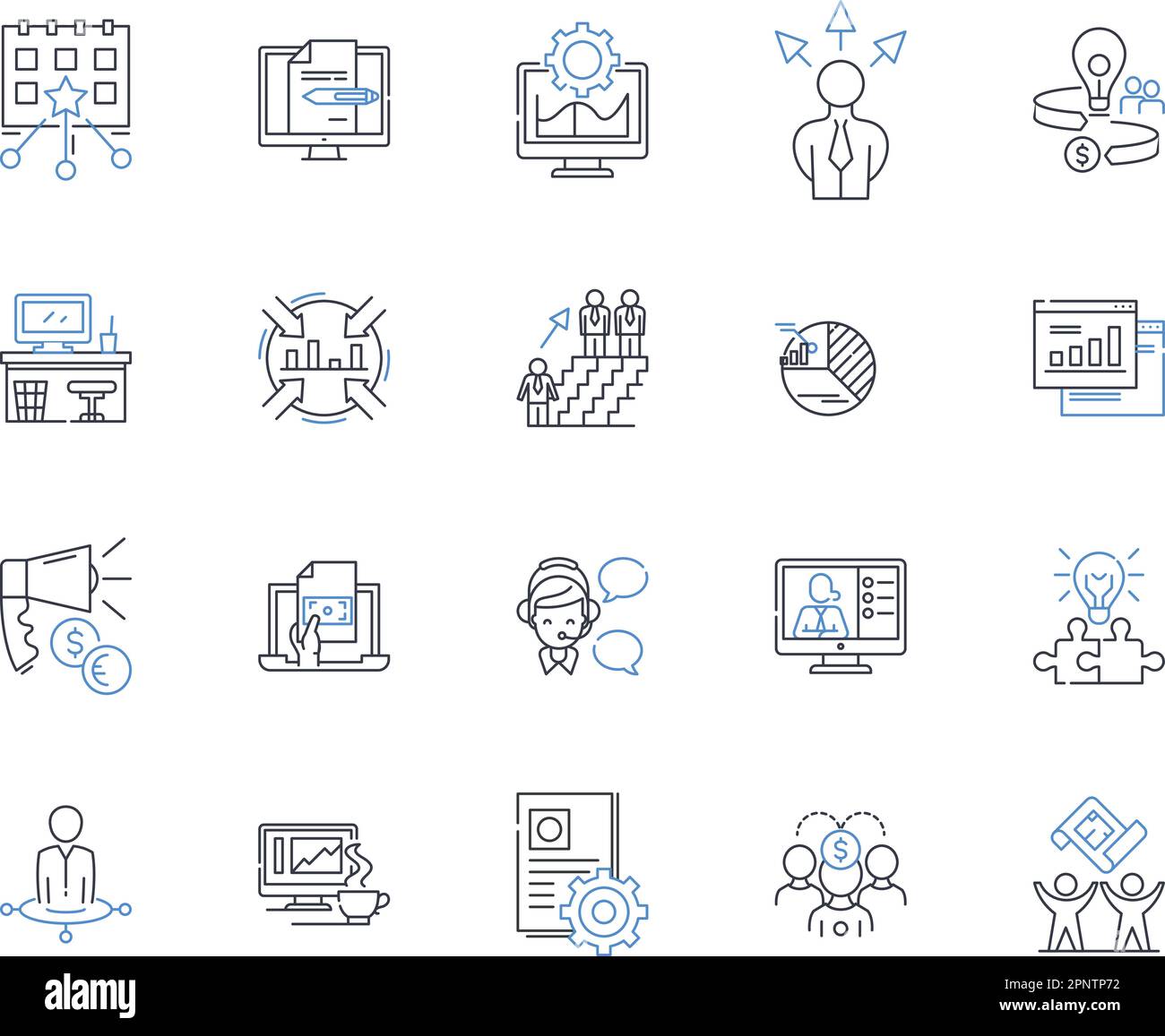 Workplace Duties Line Icons Collection Administration Communication Coordination Creativity
