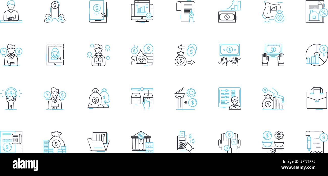 Risk analysis linear icons set. Probability, Exposure, Impact, Threat ...