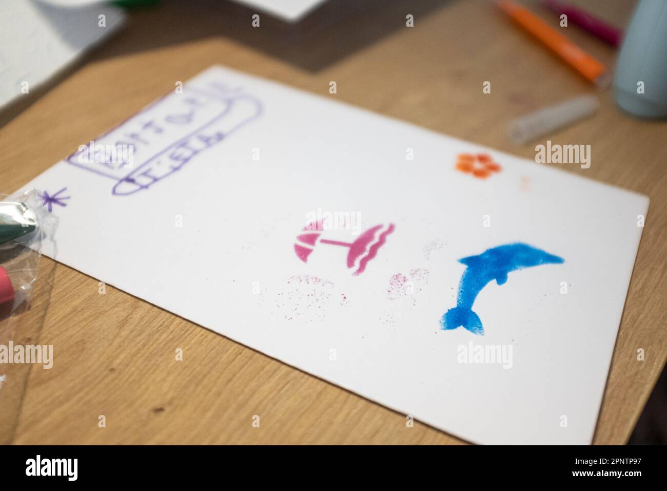 Plastic shelf toy for painting different animal marine shapes on a ...