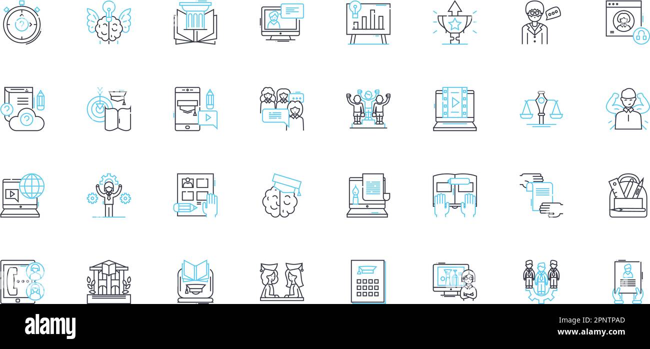 Pedagogy linear icons set. Learning, Teaching, Instruction, Education, Curriculum, Assessment ...