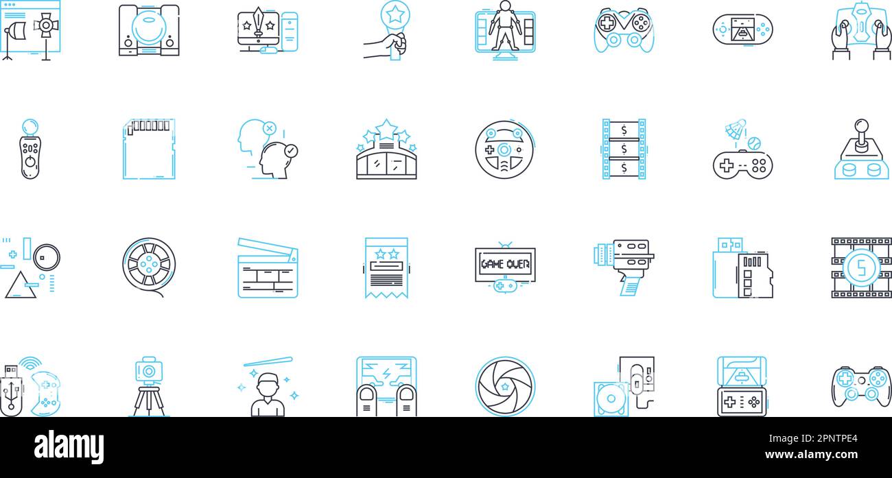 Multimedia linear icons set. Video, Audio, Graphic, Animation, Design, Technology, Presentation ...