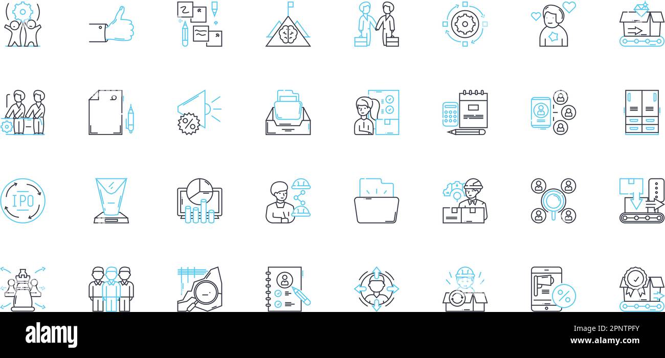 Operating squad linear icons set. Teamwork, Strategy, Coordination, Execution, Leadership ...
