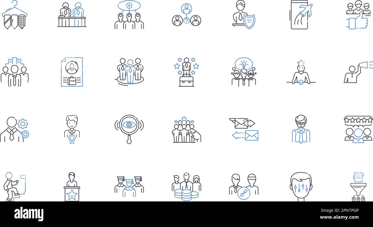 Organizational hierarchy line icons collection. Authority, Power, Control, Management ...