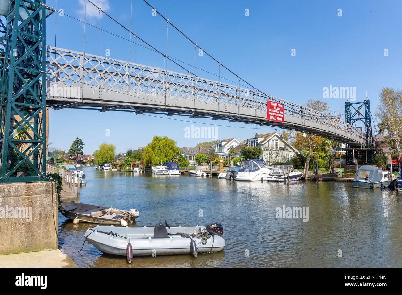 Thames Ditton Island Bridge across River Thames, Summer Road, Thames ...