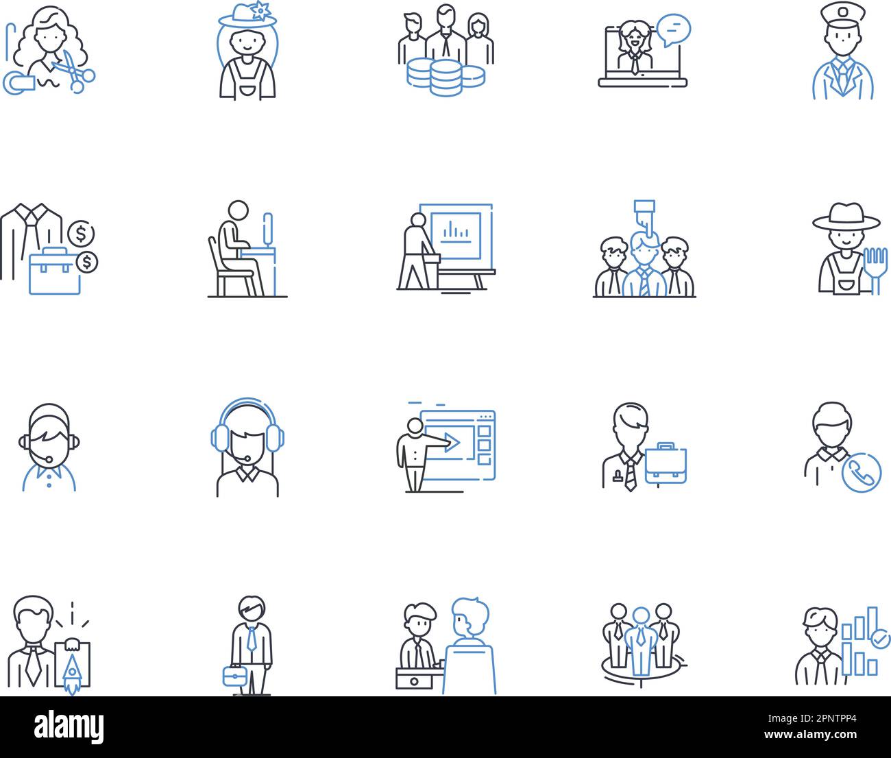 Engagement seeking line icons collection. Connection, Bonding, Interaction, Commitment, Support ...