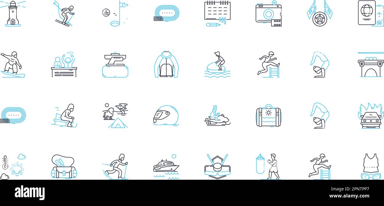Turbo expeditions linear icons set. Speed, Adventure, Thrill ...