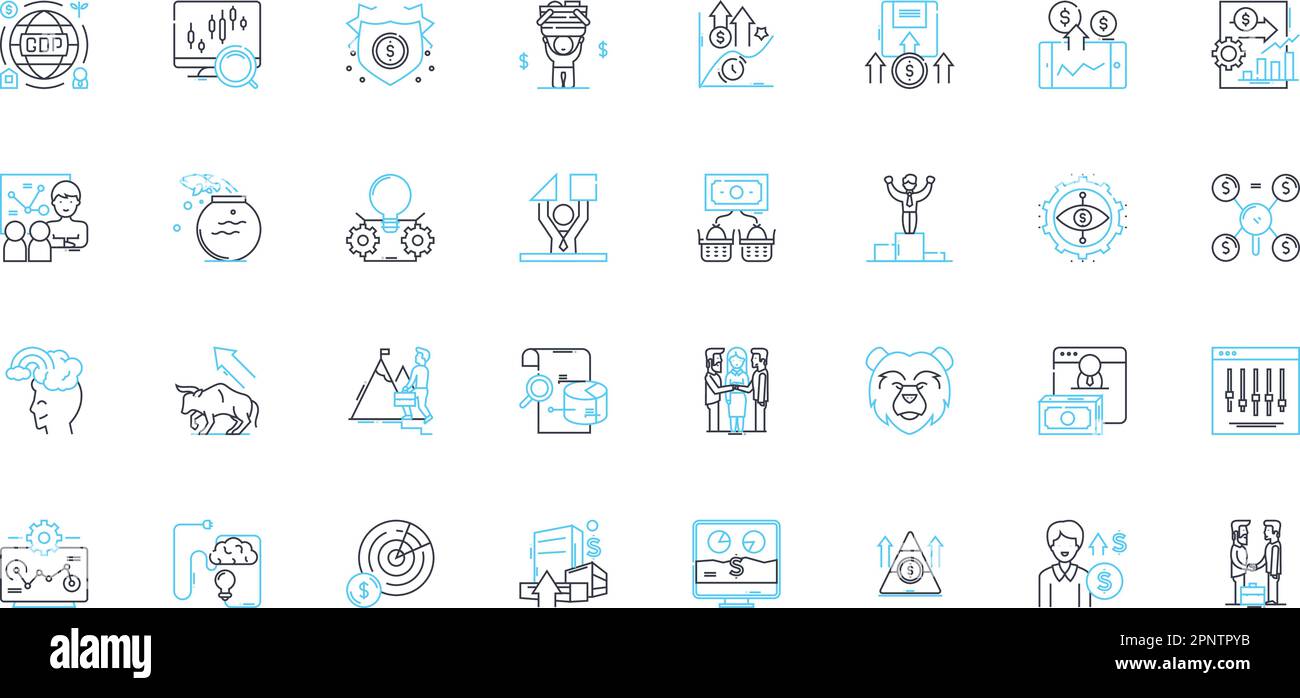 Wealth counseling linear icons set. Prosperity, Abundance, Investments ...