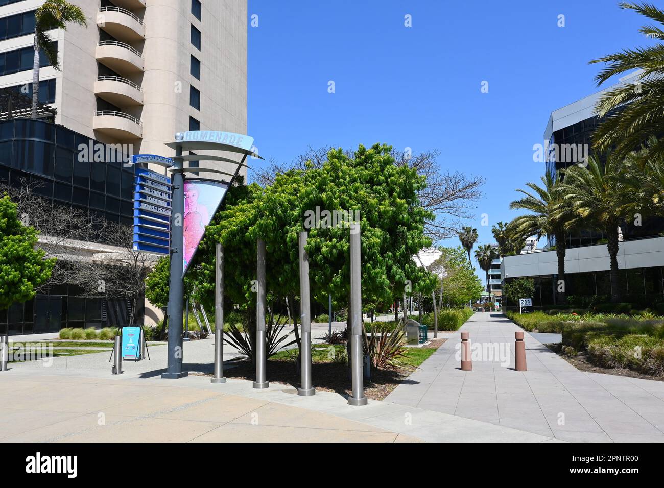LONG BEACH, CALIFORNIA - 19 APR 2023: The Promenade a six block long ...