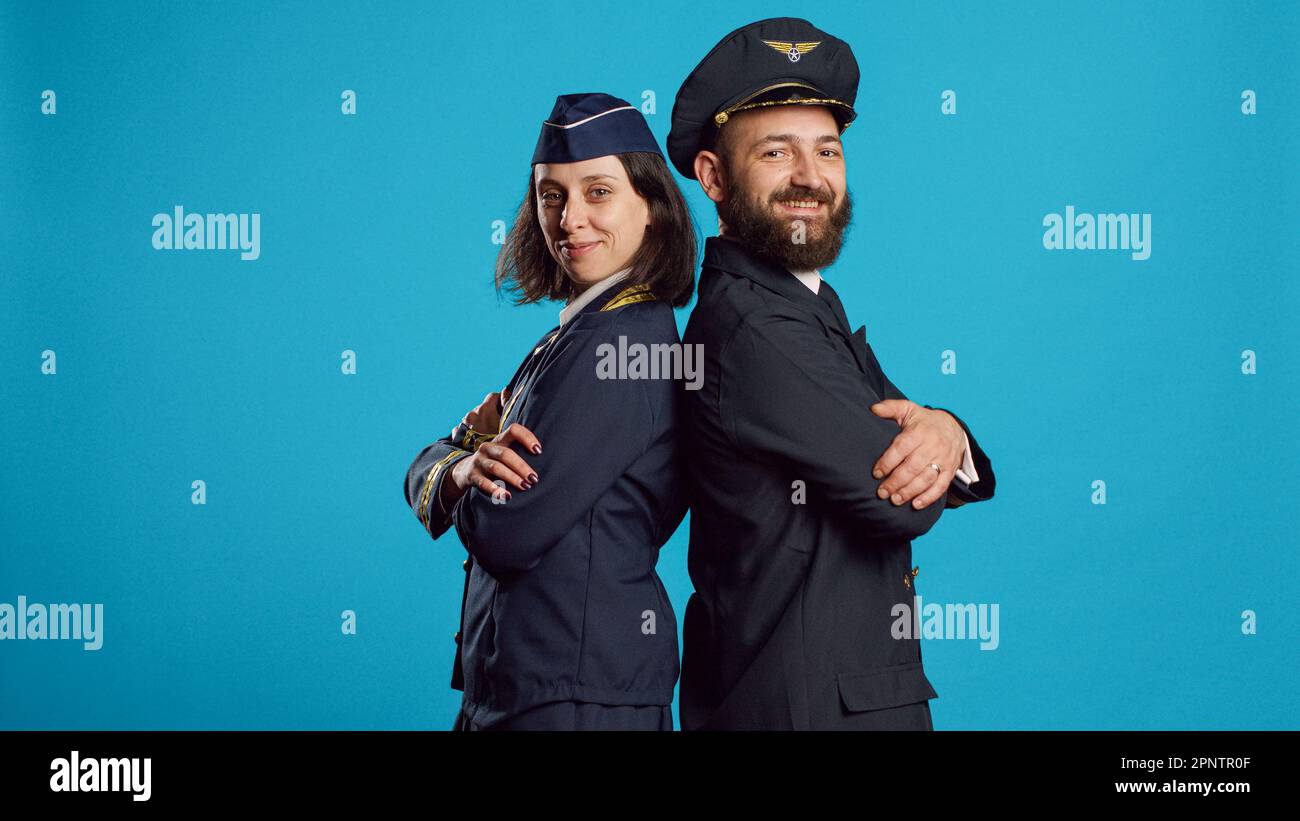 Aircrew members posing with confidence on camera, wearing flying ...