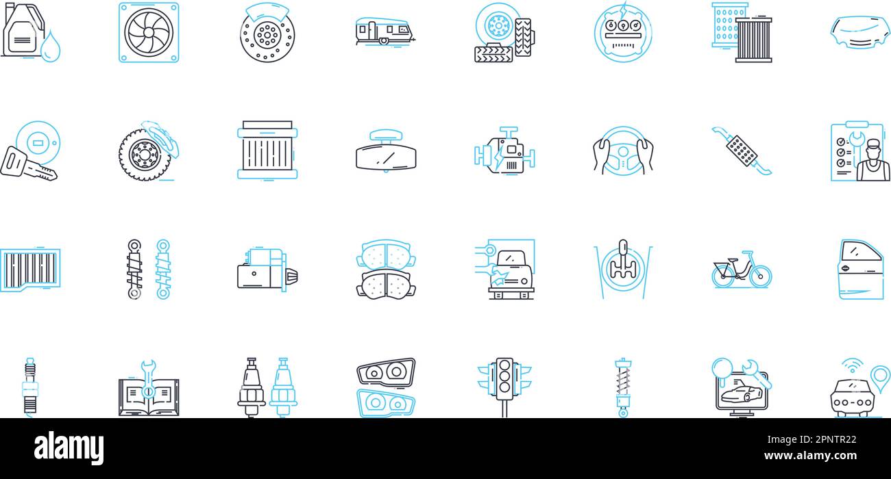 Transportation solutions linear icons set. Commute, Mobility, Logistics ...