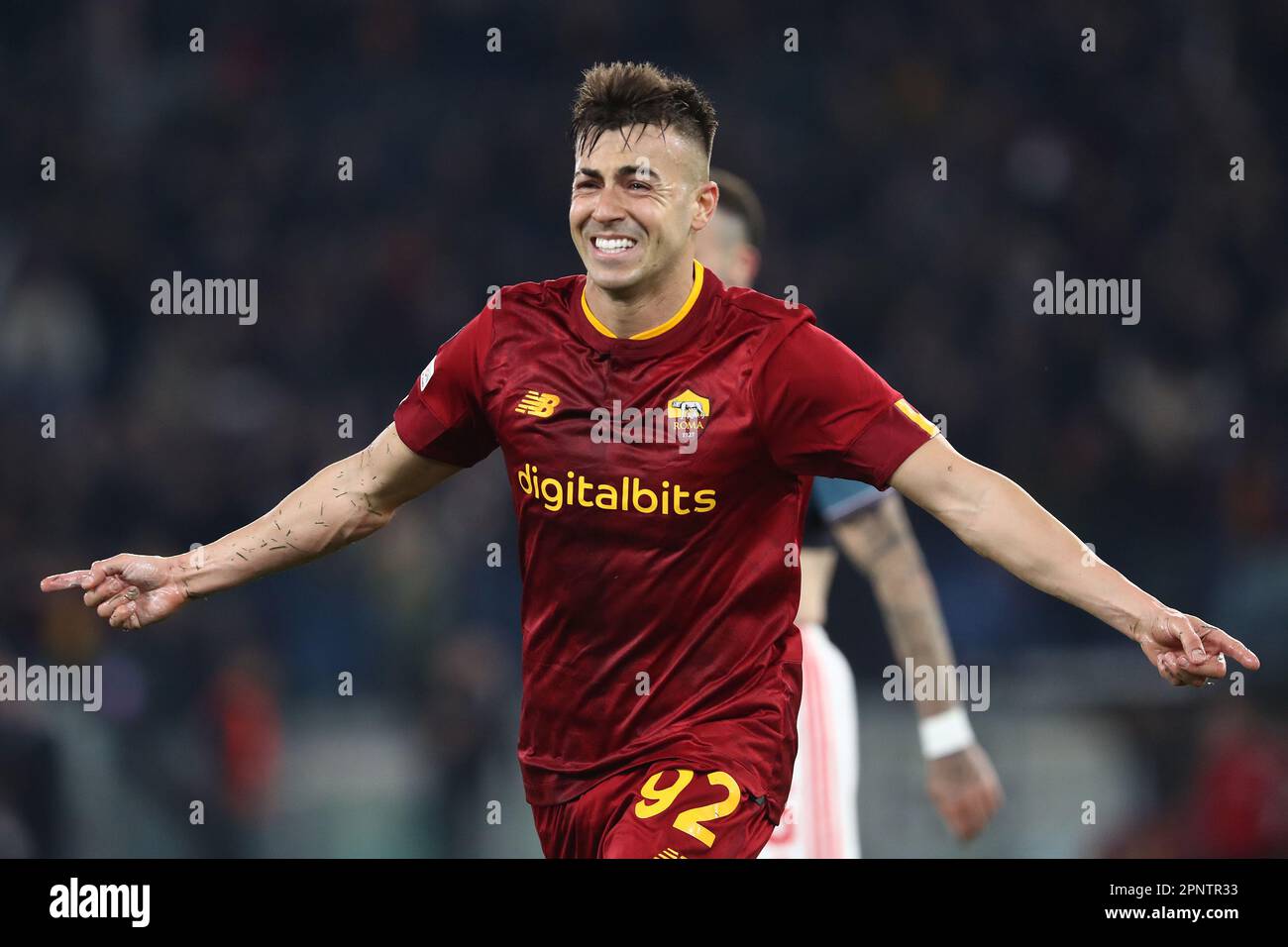 Stephan EL Shaarawy of Roma score the goal and celebrate during the ...