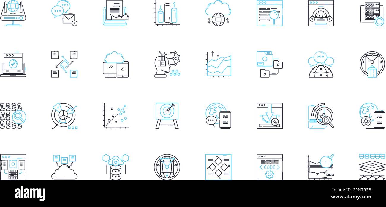 Web Creation Linear Icons Set Design Development Html Css Javascript Bootstrap Ui Line
