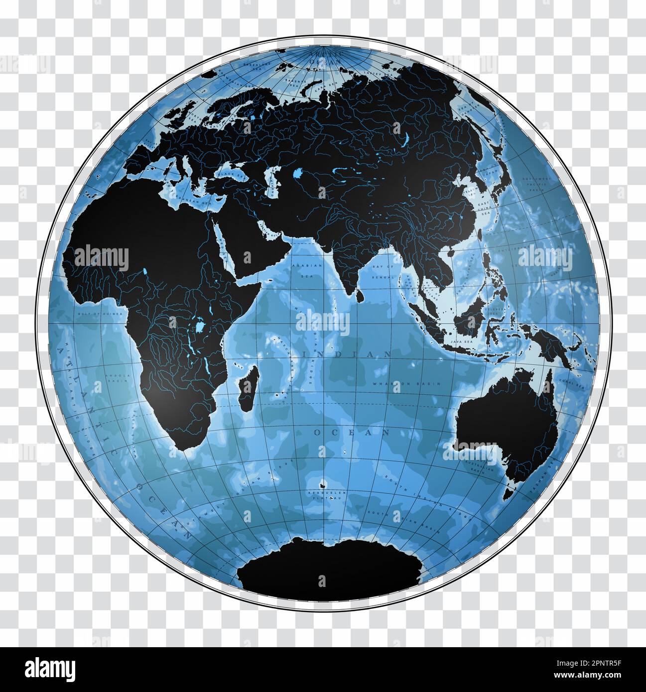 Highly detailed World Map silhouette in globe shape of Earth. Nicolosi ...