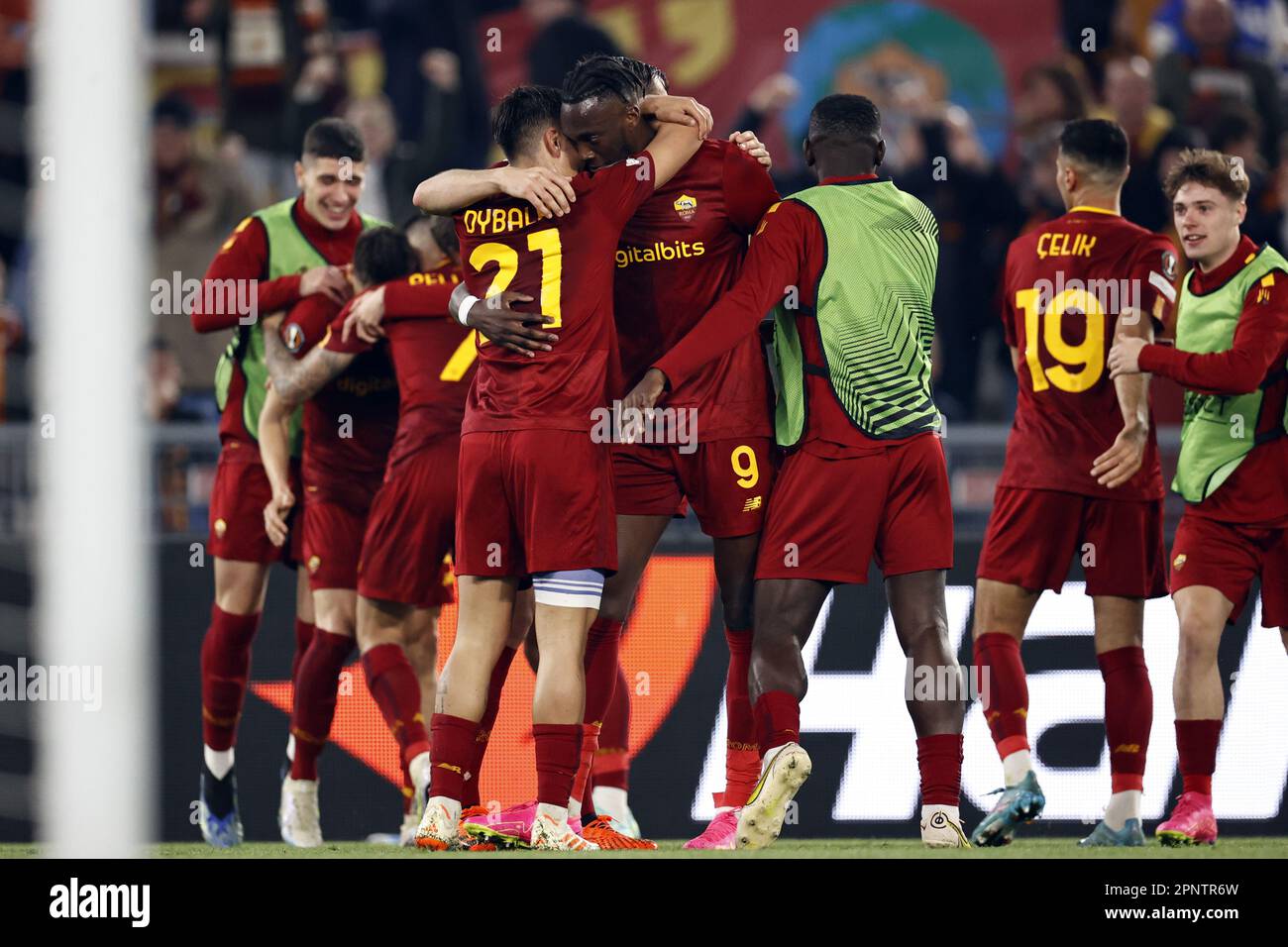 Rome, Italy. April 20, 2023. (l-r) Paolo Dybala of AS Roma, Tammy ...